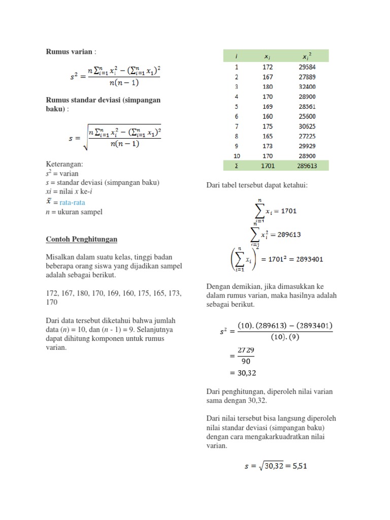 Rumus Varian | PDF