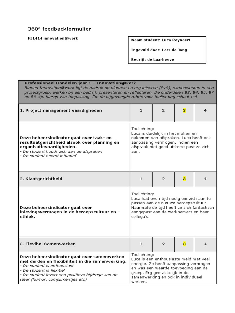 1718 Fi1414 360gr Feedback Formulier Luca | PDF