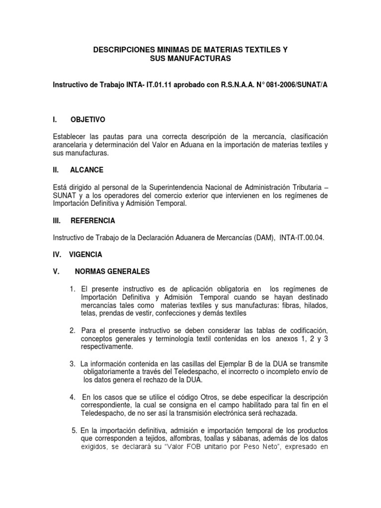 DM Mater I As Textiles Manu Fact Uras | PDF | Industria textil | aduana