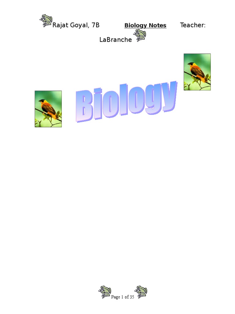 Biology Notes For 7th Grade | PDF | Mitosis | Endoplasmic Reticulum