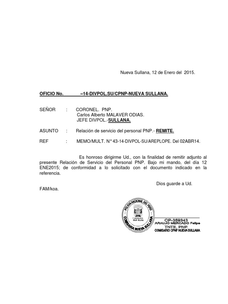 Oficio Remite Servicio | PDF