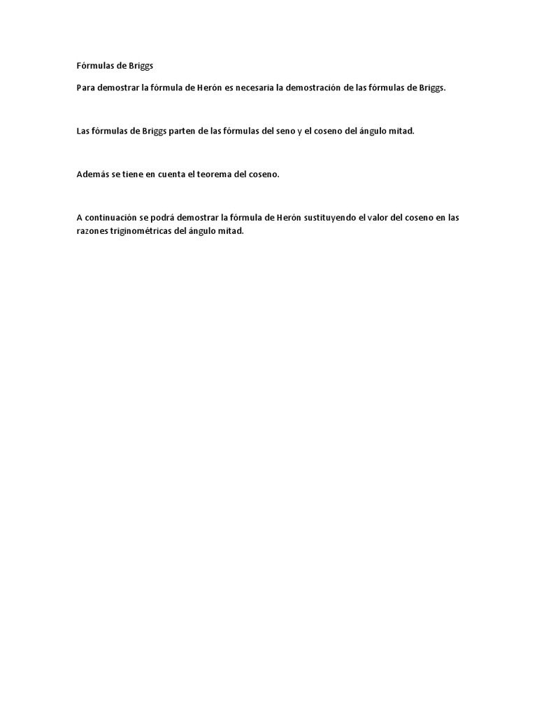 Fórmulas de Briggs | PDF | Funciones trigonométricas | Geometría triangular