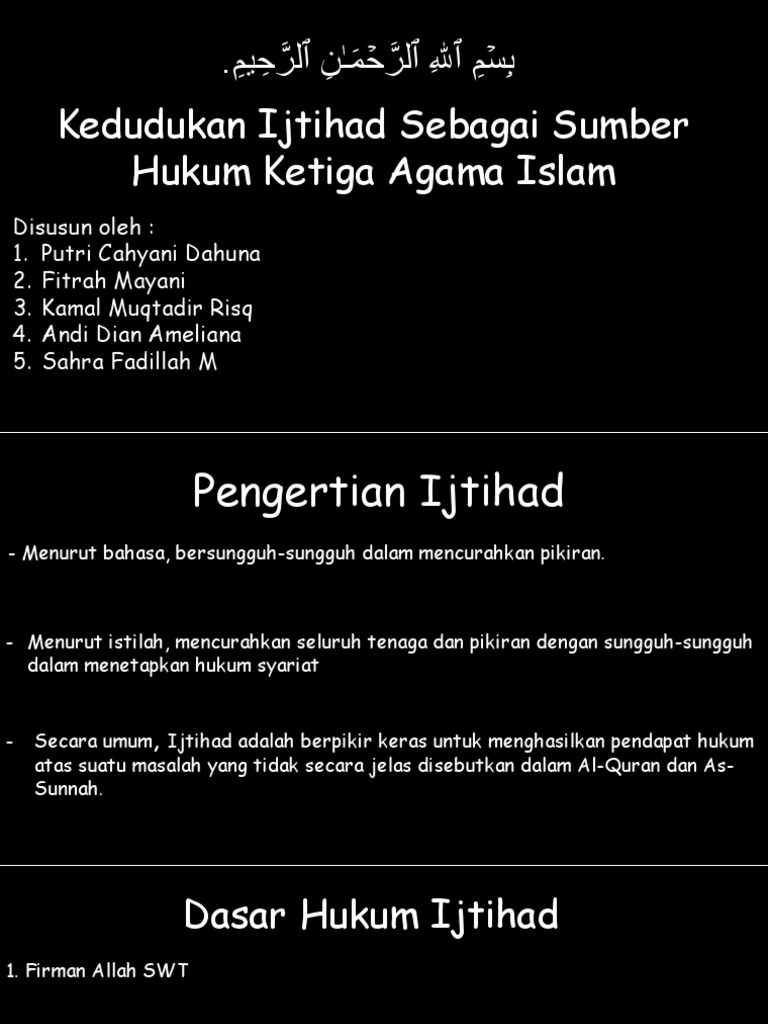 Ijtihad Sebagai Sumber Hukum Islam Ke 3 | PDF