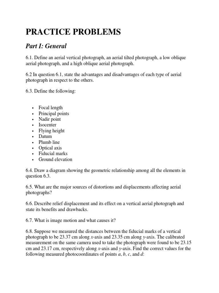 Practice Problems In Photogrammetry Pdf Sea Level Horizon