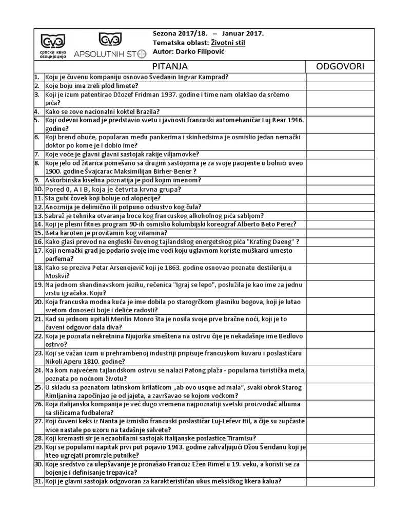 Zivotni Stil Pitanja | PDF
