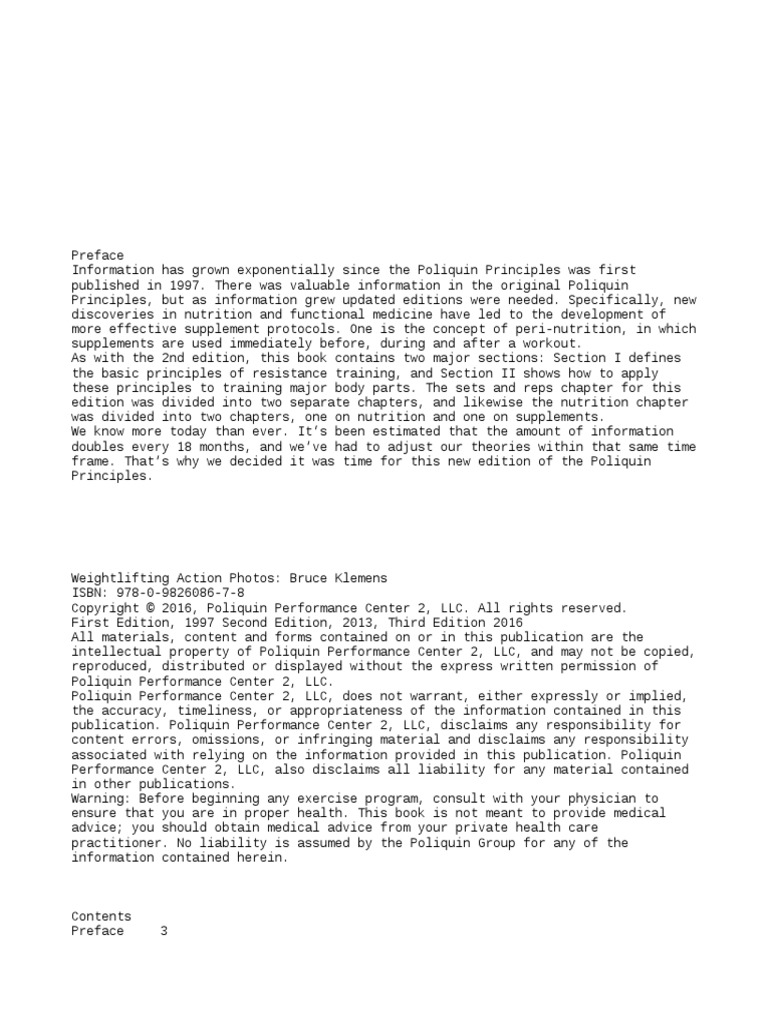 Poliquin Principles | PDF | Weight Training | Strength Training