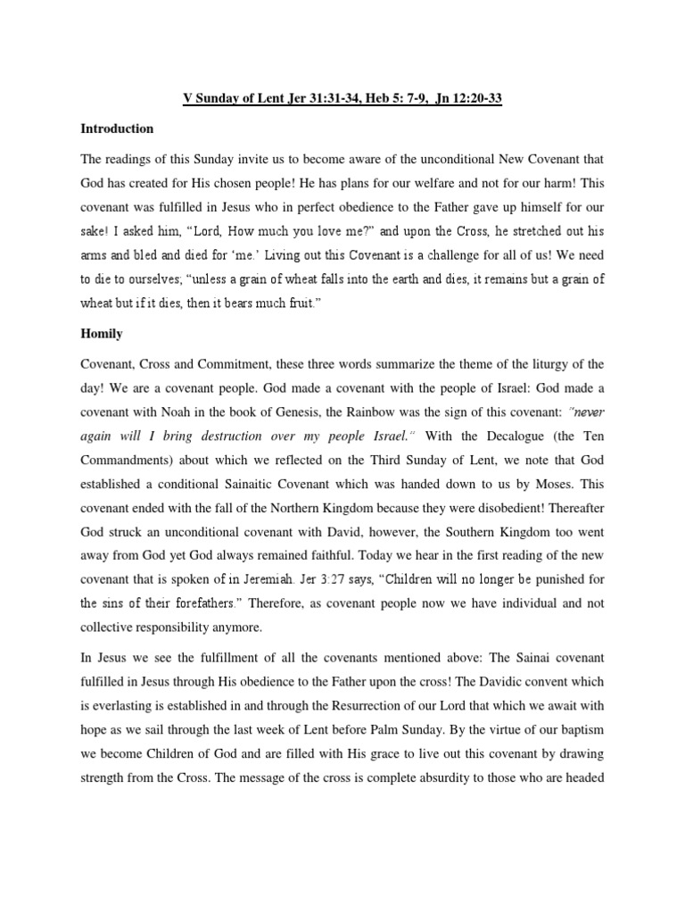 Lent V Final | PDF | Covenant (Biblical) | Lent
