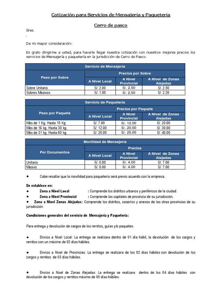 Cotizacion de La Empresa | Descargar gratis PDF | Business