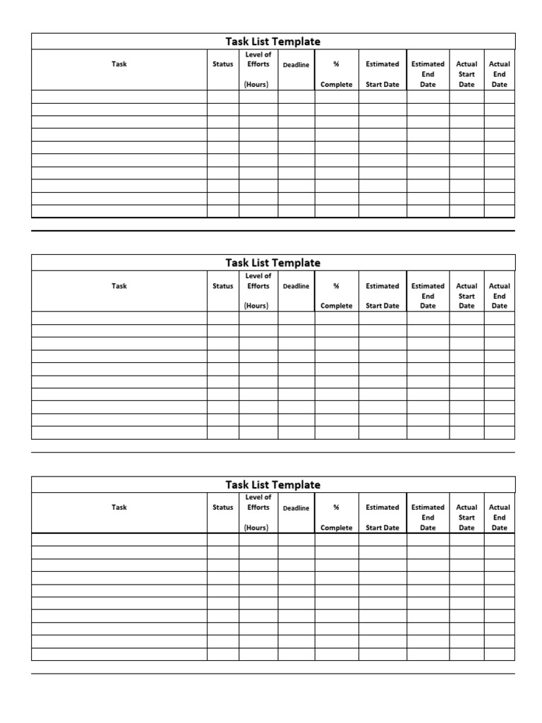 Task List Template | PDF