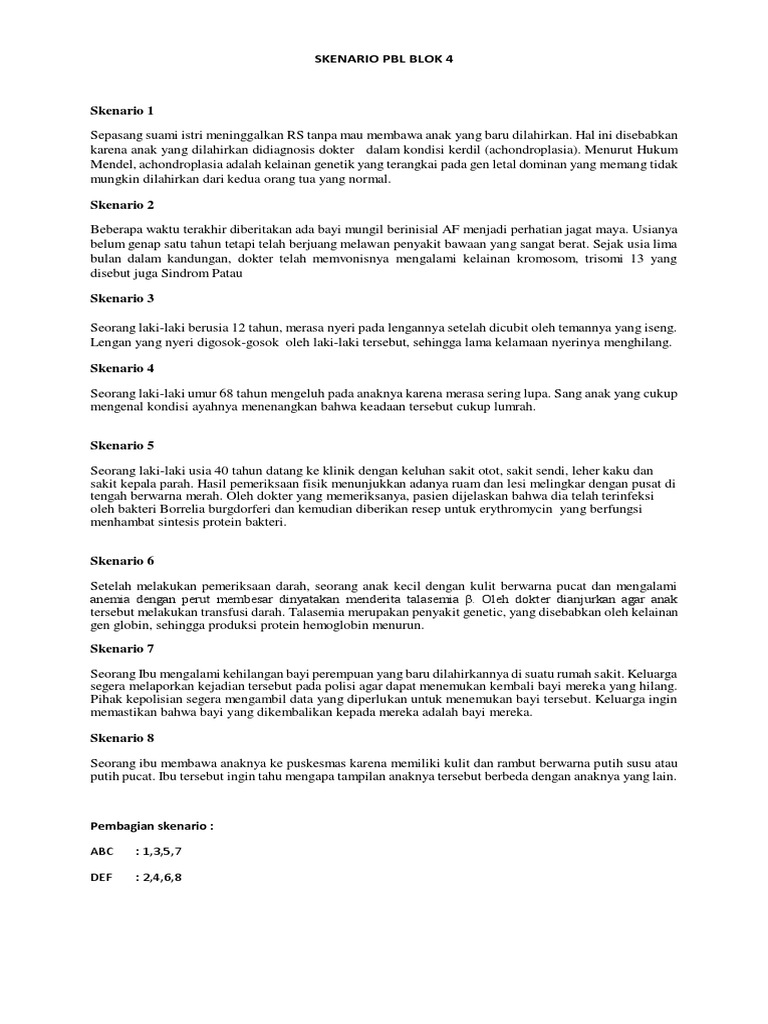 Skenario Dan Kel PBL Blok 4 | PDF