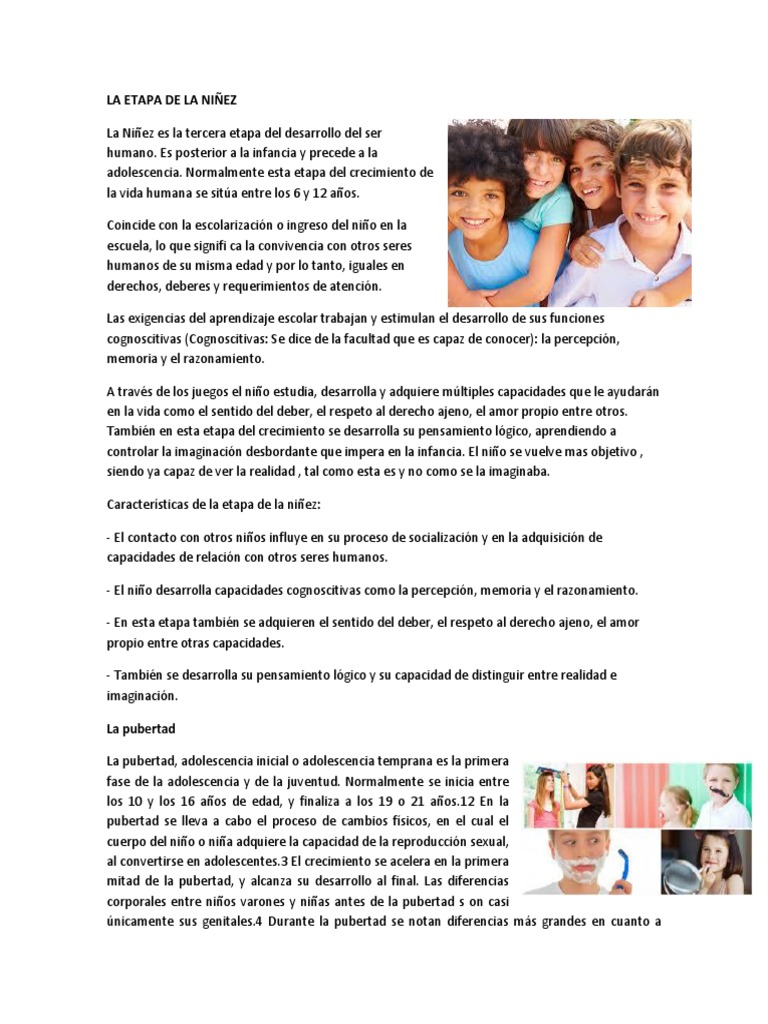 Características de la etapa de la niñez | PDF | Vejez | Pubertad