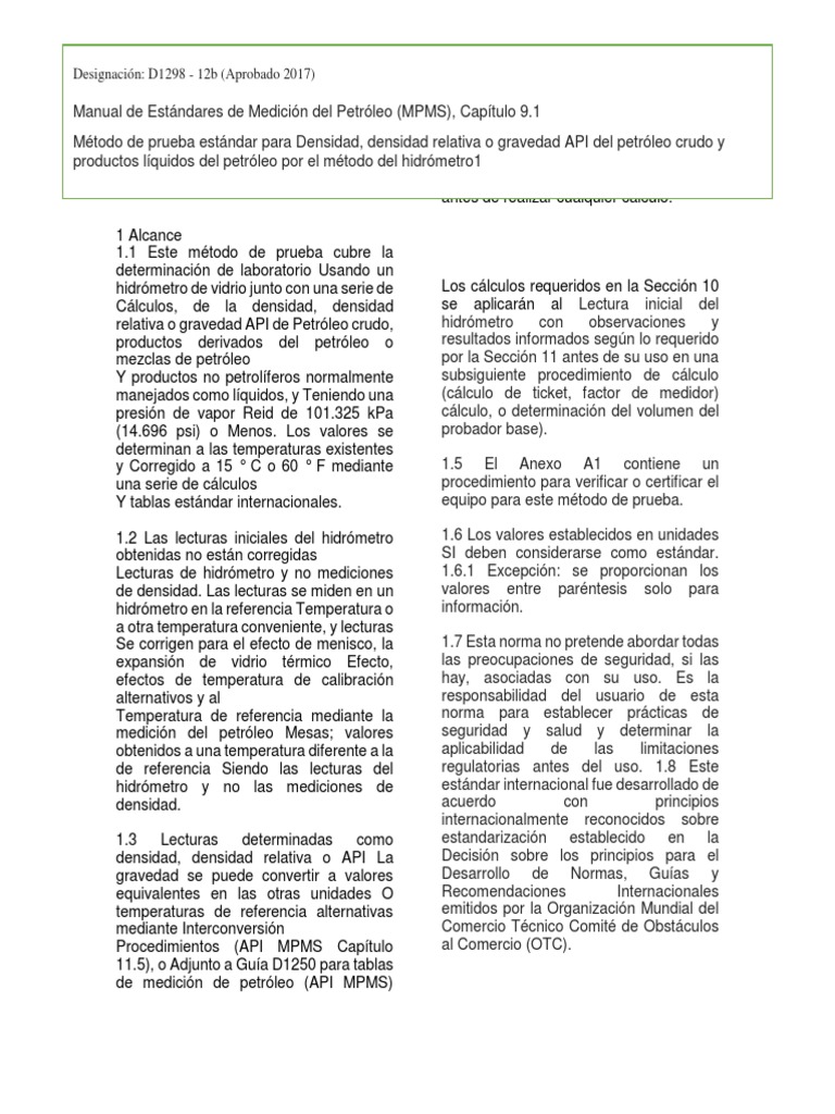 Densidad de L Petroleo API | PDF | Temperatura | Densidad
