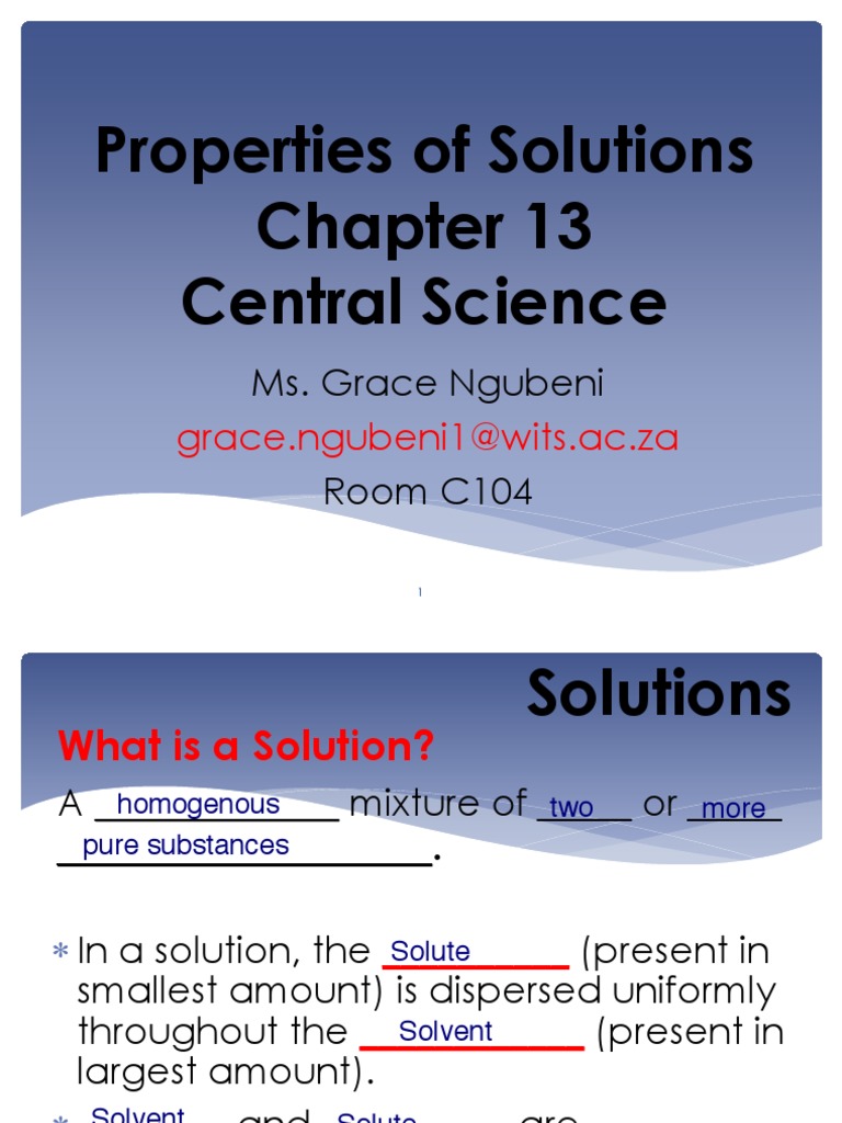 Properties of Solutions - 2018 Filled in Chem 1048 | PDF | Osmosis ...