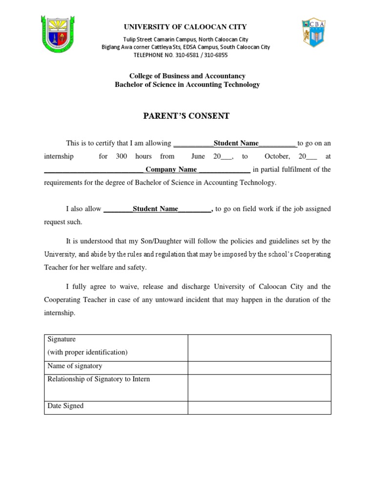 OJT Parents Consent | PDF