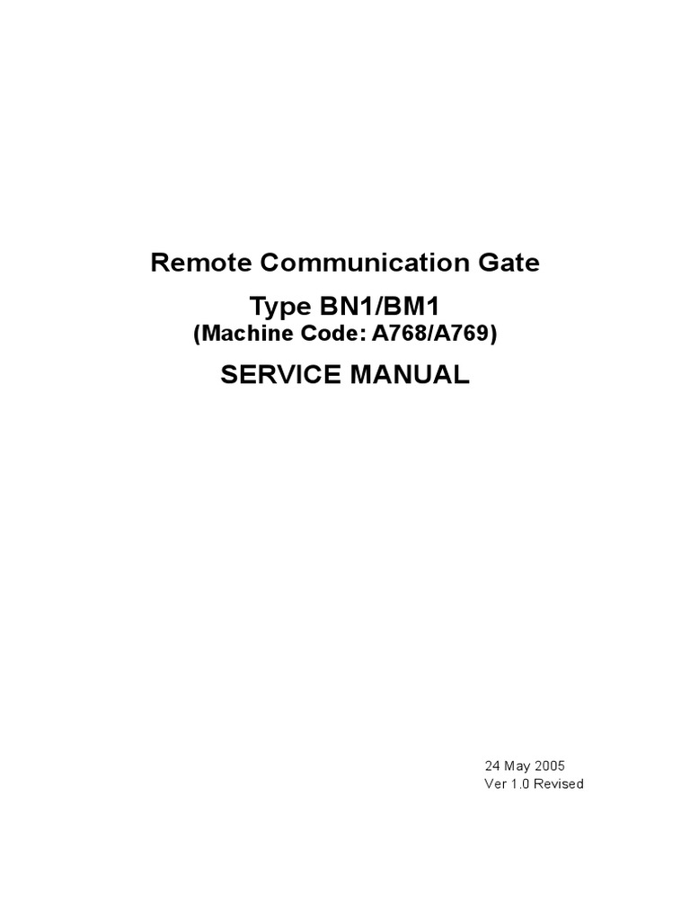 Remote Communication Gate Type BN1/BM1 Service Manual: (Machine Code ...