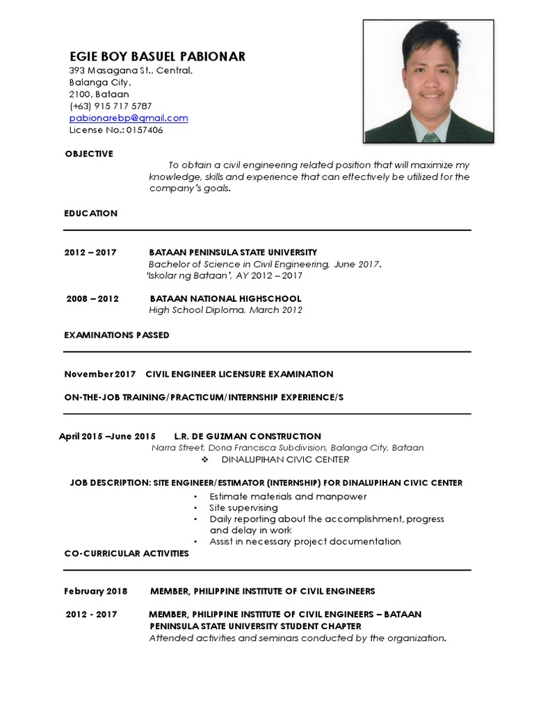 Application for a Civil Engineering Position | PDF | Engineer | Engineering