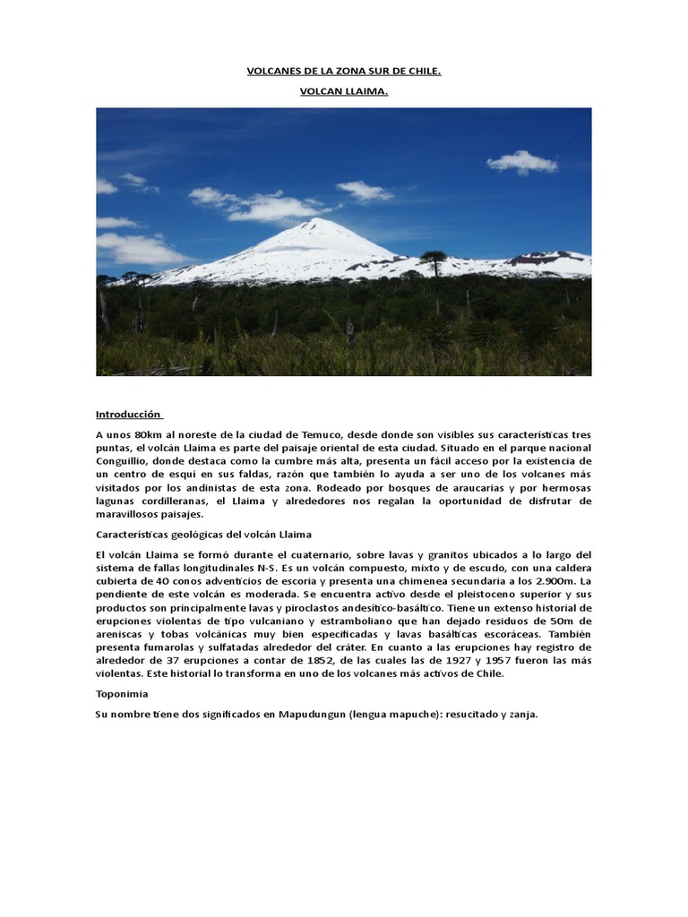Volcanes de La Zona Sur de Chile | PDF | Volcán | Temblores
