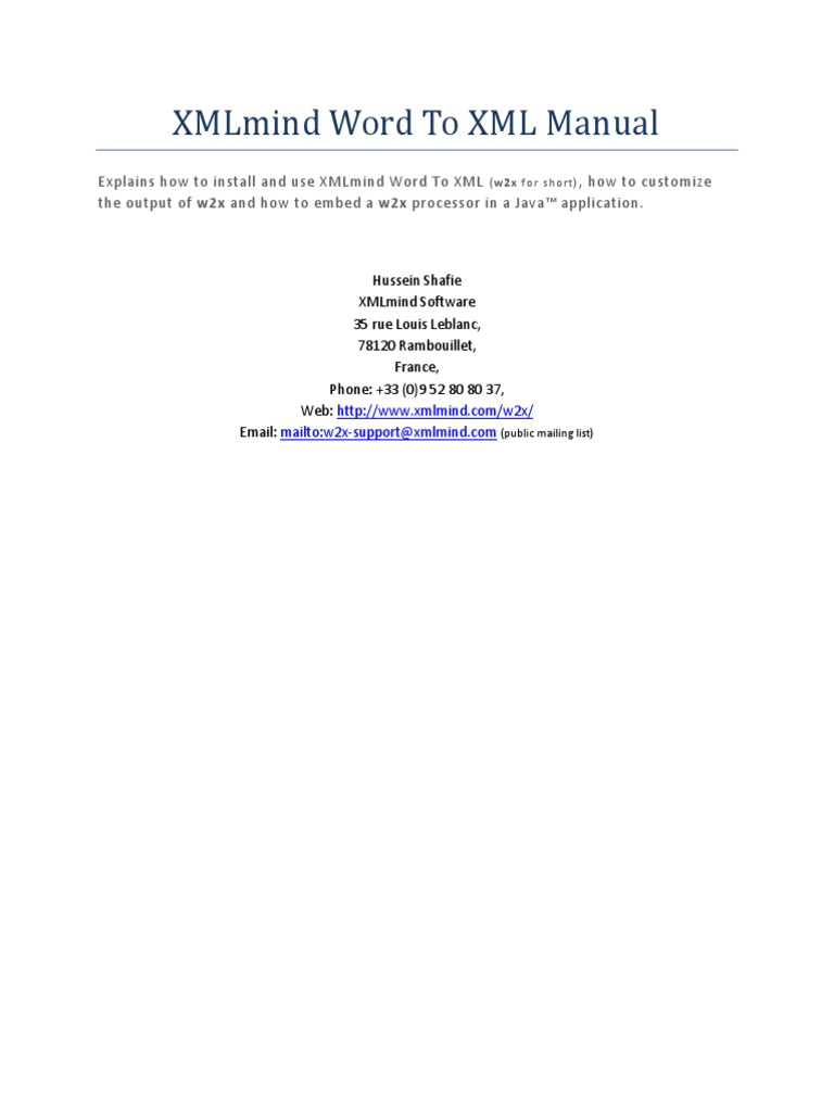 Xmlmind Word To XML Manual | PDF | Xhtml | Html