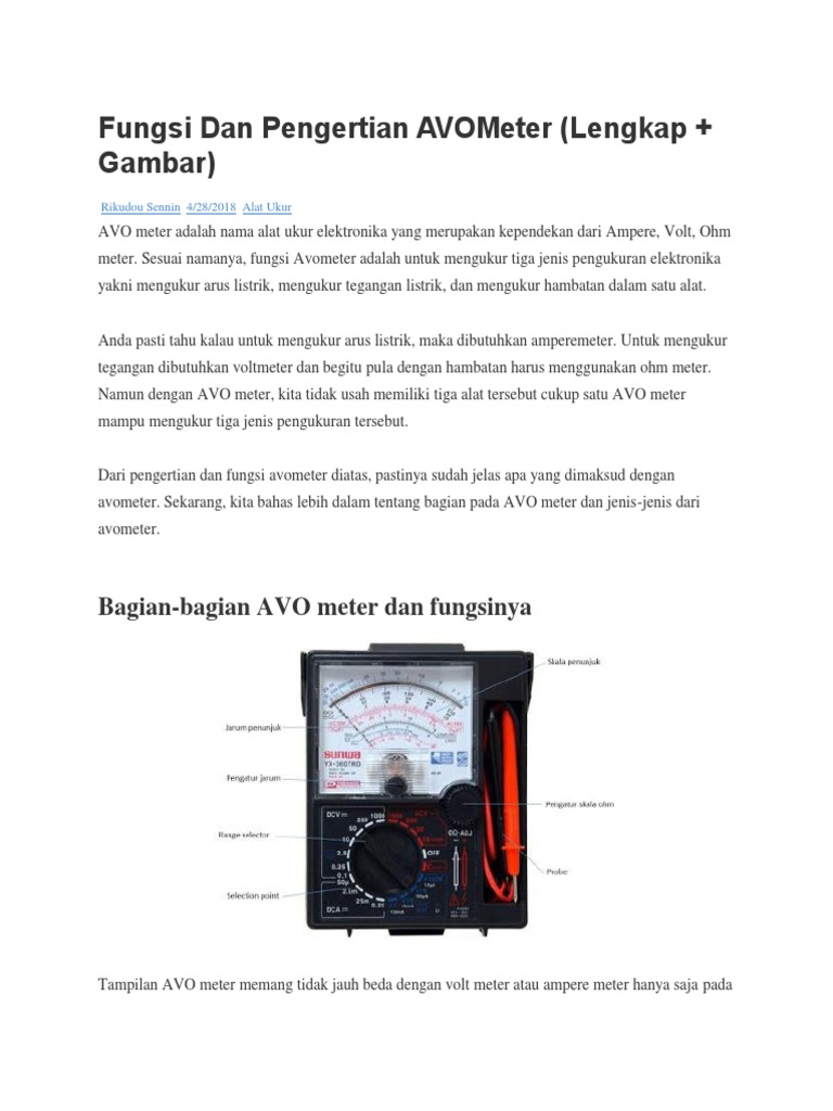 Fungsi Dan Pengertian AVOMeter | PDF