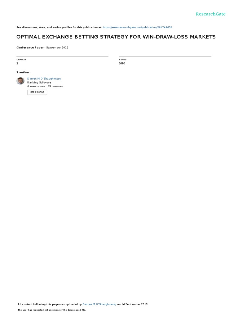 Optimal Betting Strategy Win Draw Loss | PDF | Odds | Gambling