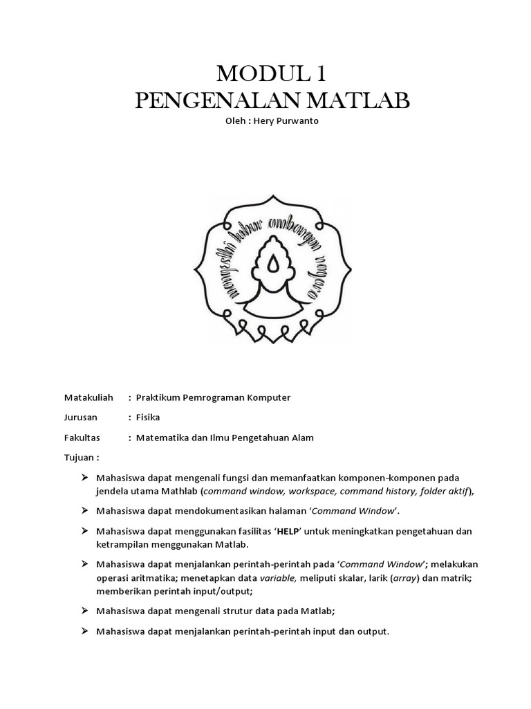 MODUL 1 - Pengenalan Matlab | PDF | Metode & Bahan Ajar | Komputer