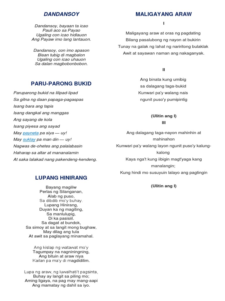 Dandansoy Lyrics | PDF