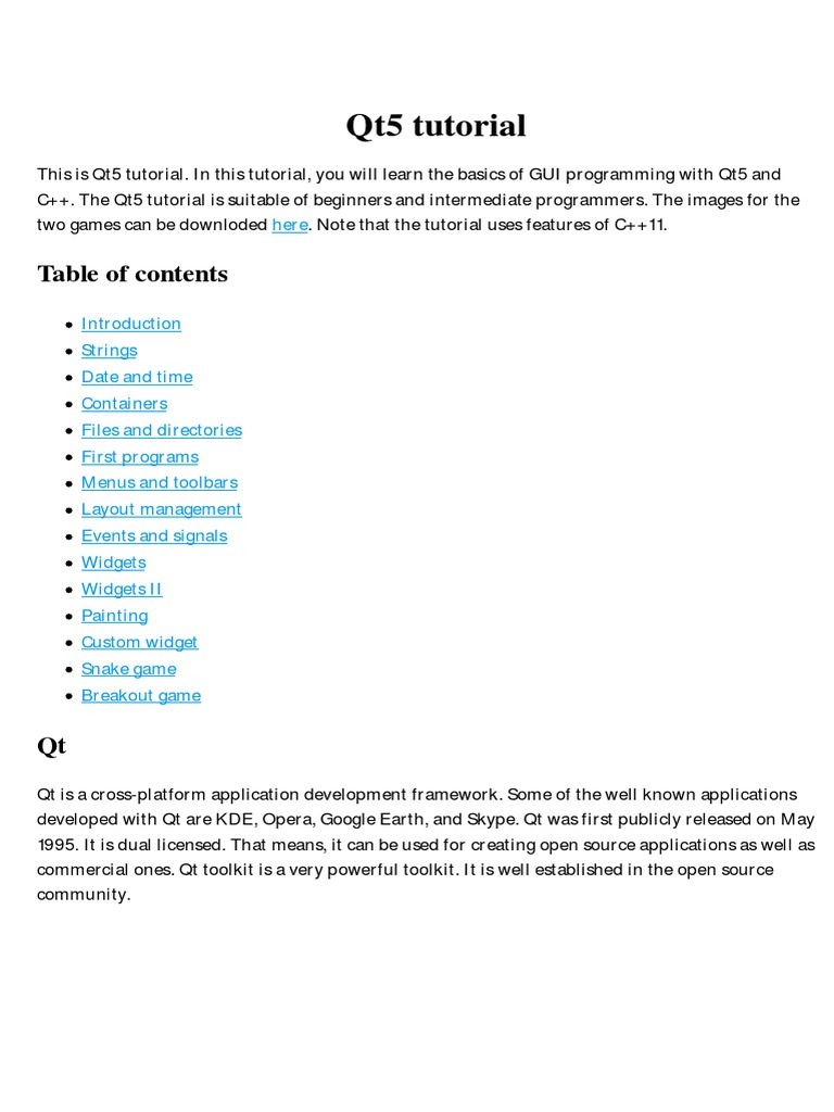 Qt5 Tutorial | PDF | Computer Programming | Computing Qt5 Tutorial | PDF | Computer Programming | Computing
