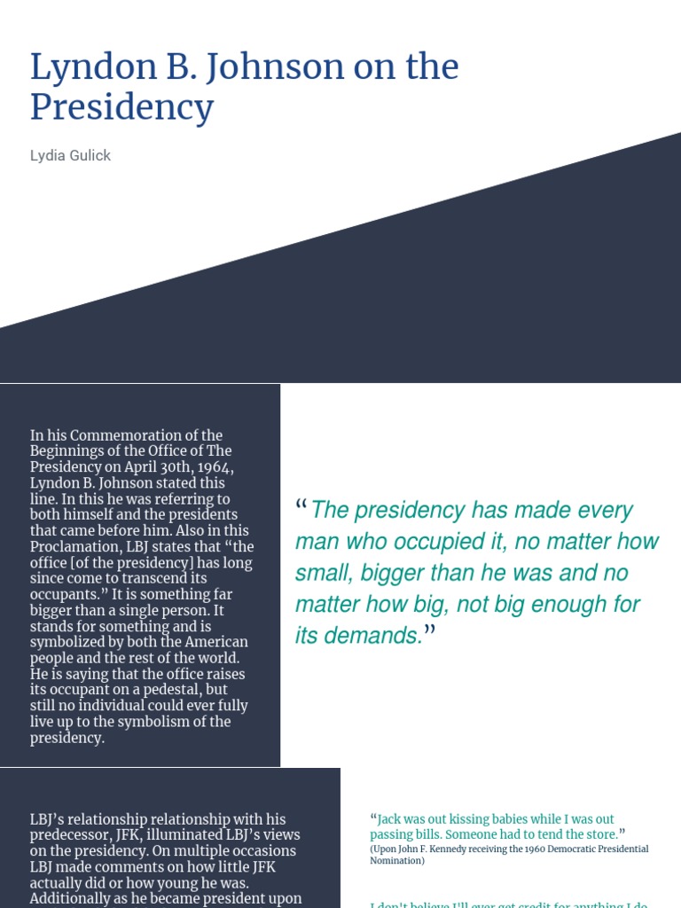 LBJ On The Presidency | PDF | Lyndon B. Johnson | John F. Kennedy