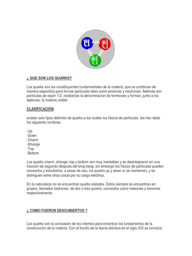 QUIMICA - Que Son Los Quarks | PDF | Cuarc | Partículas fisicas