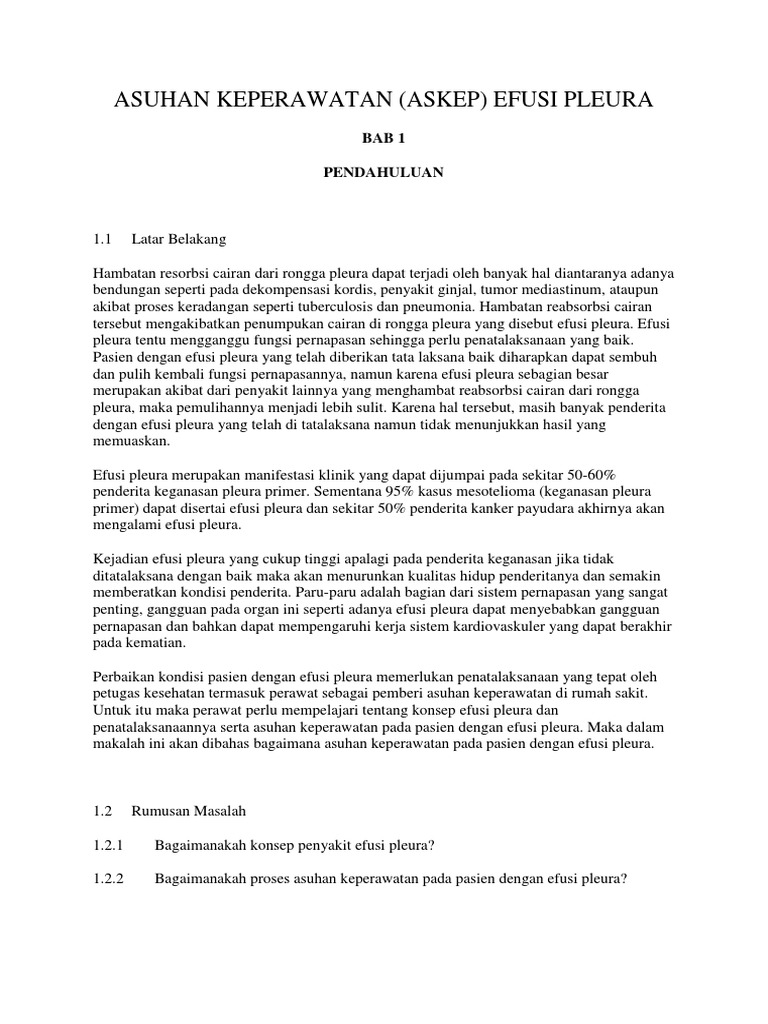 Asuhan Keperawatan Efusi Pleura | PDF