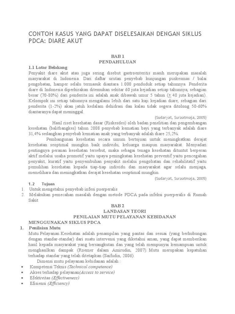 Contoh Kasus Yang Dapat Diselesaikan Dengan Siklus Pdca Pdf