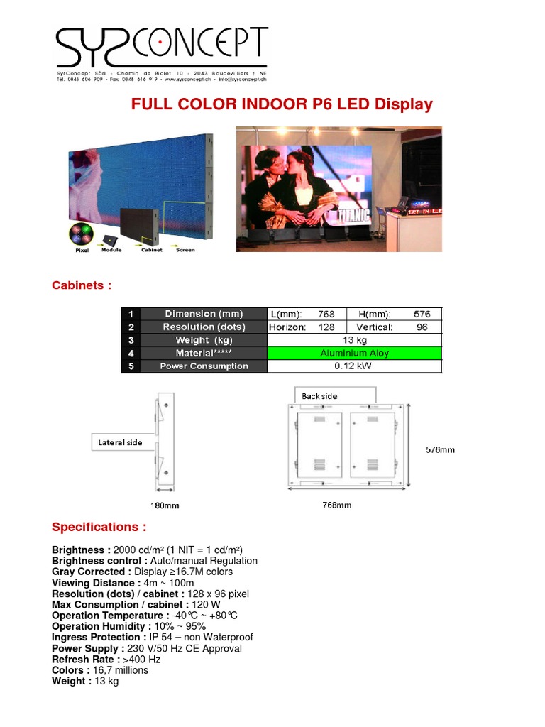 Full Color Indoor P6 Led Display: Cabinets | PDF