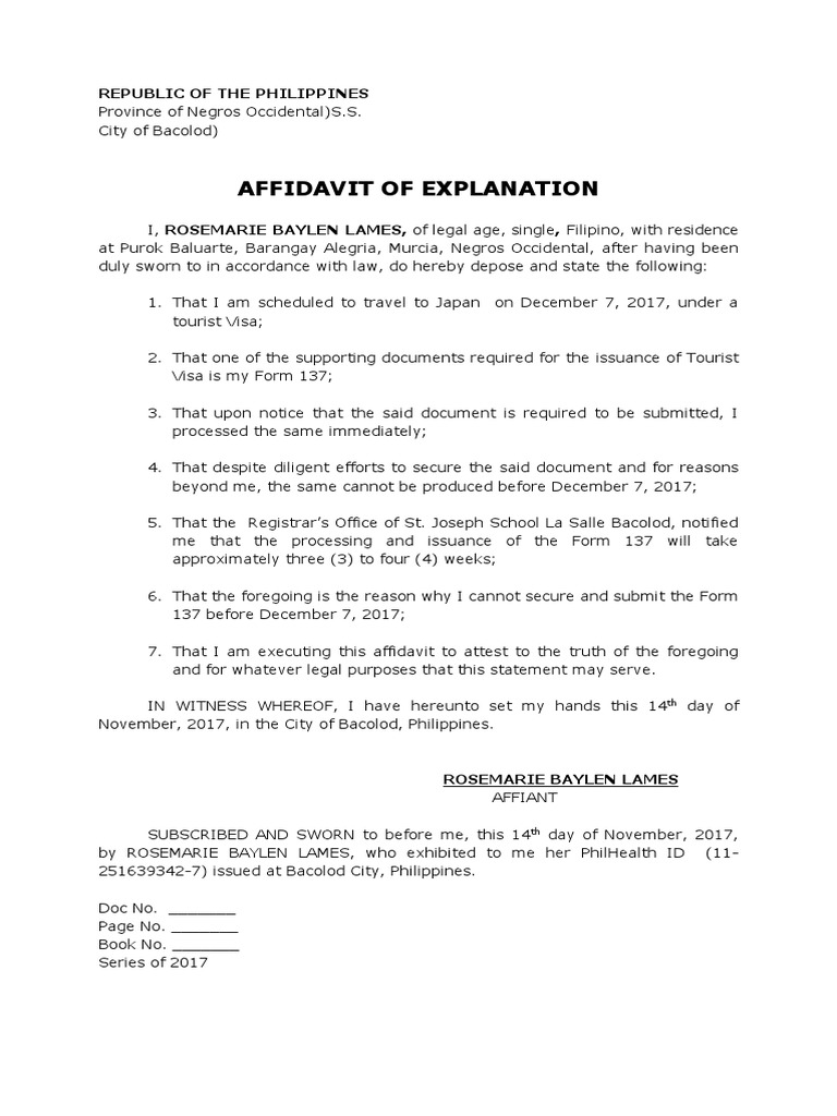 Affidavit of Explanation 3 | PDF