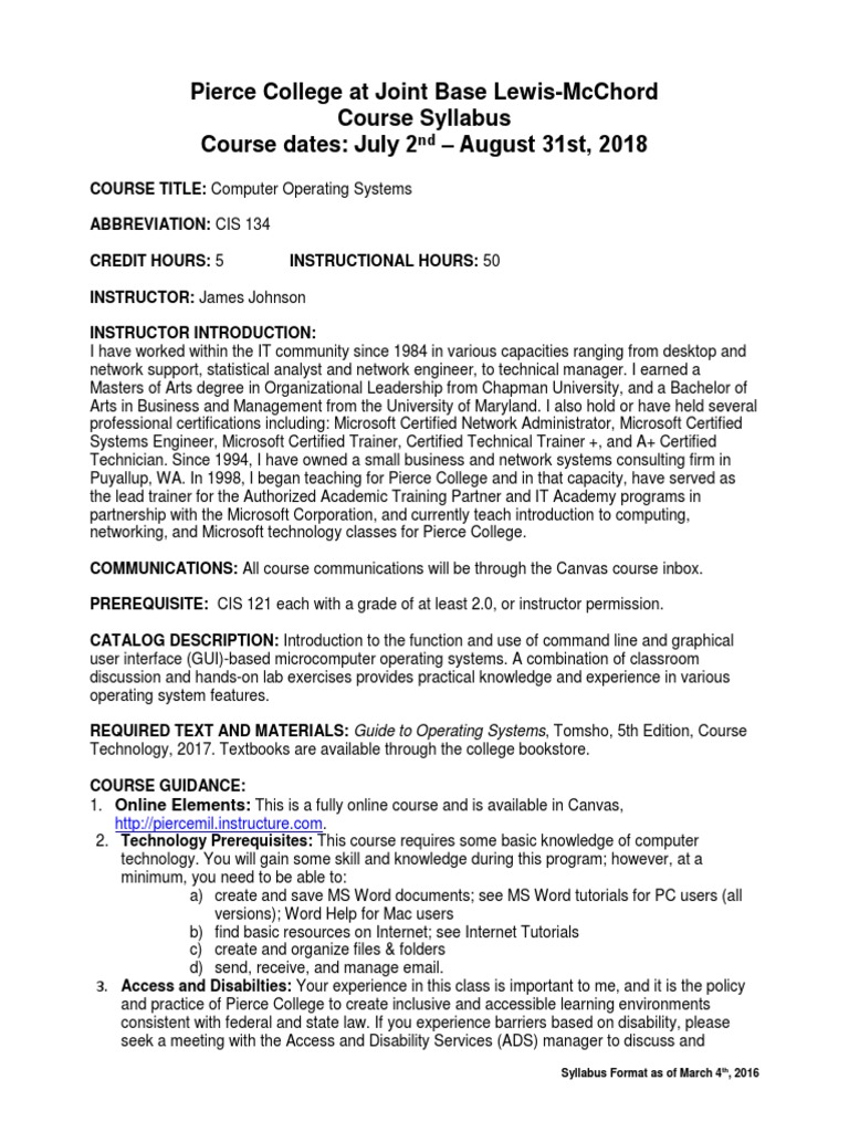 Introduction to Computer Operating Systems: A Comprehensive Syllabus ...