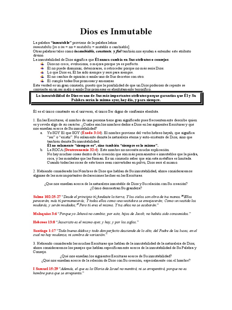 Dios Es Inmutable | PDF | Dios | Contenido bíblico