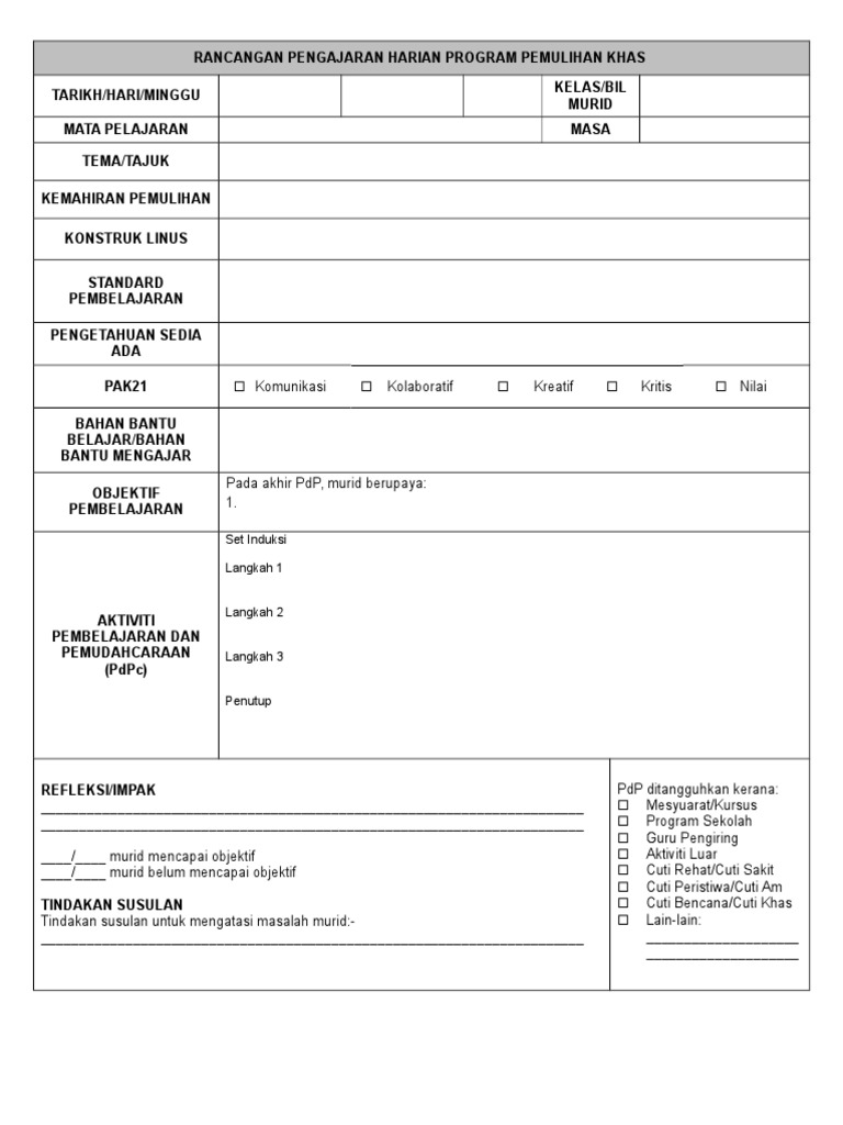 RPH Pemulihan Tapak KOSONG | PDF