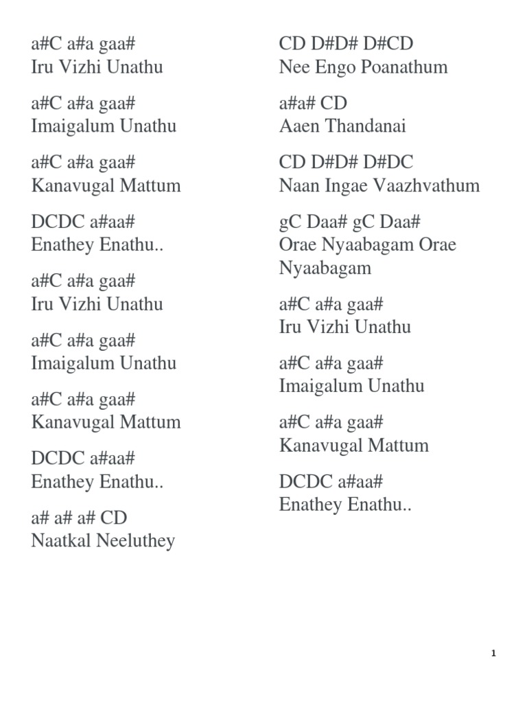 Music Notes (Tamil Cinema Songs) | PDF | Games & Activities | Language ...