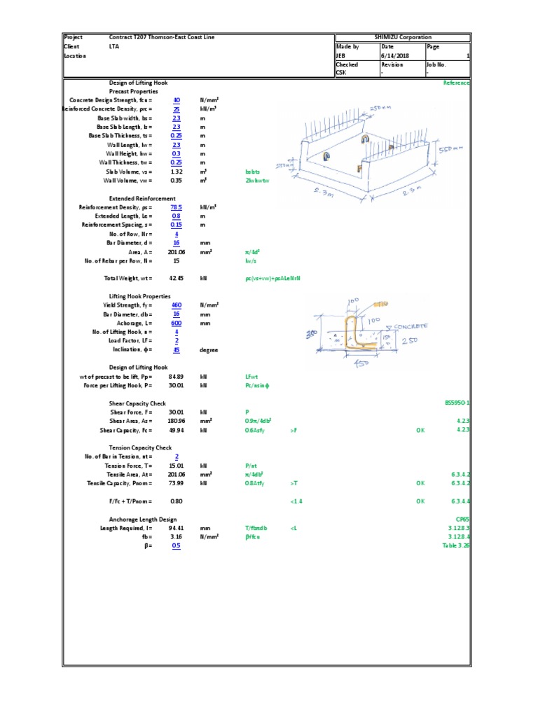 Precast Concrete Lifting Hook Design | PDF | Building | Building Technology