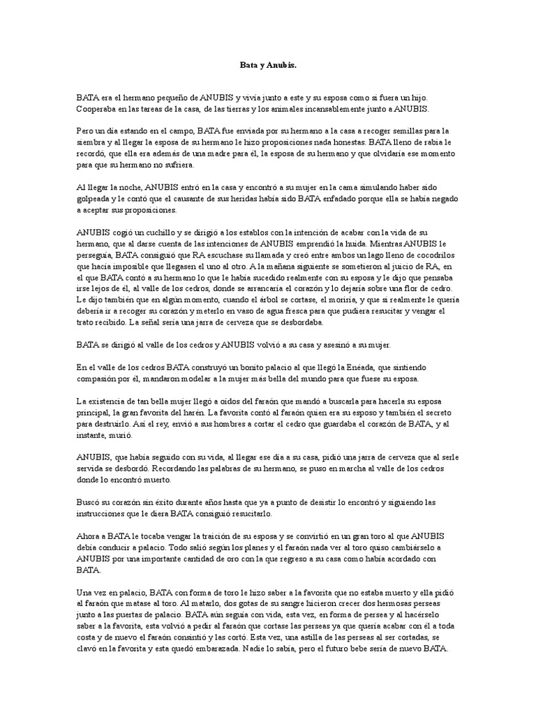 Bata y Anubis, Leyenda | PDF | faraón | Ocio