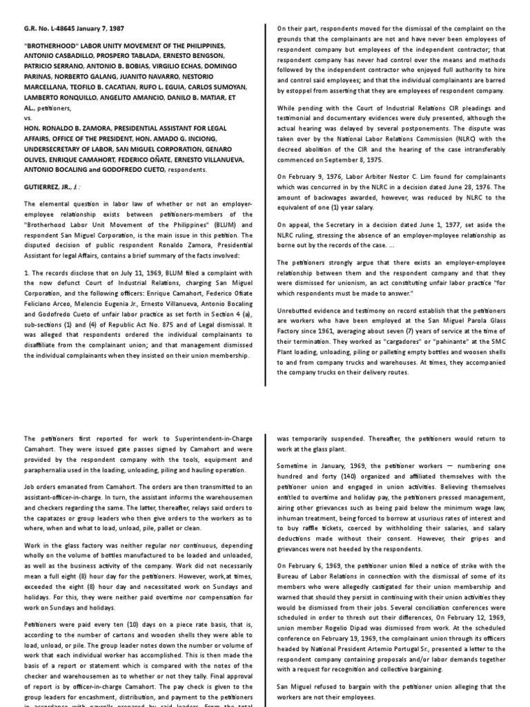 Labor Relations Cases | PDF | Strike Action | Employment