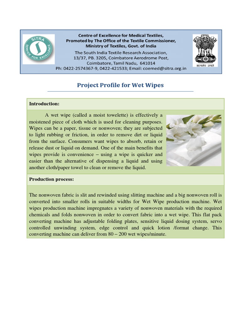 Project Profile For Wet Wipes | PDF | Home & Garden | Computers