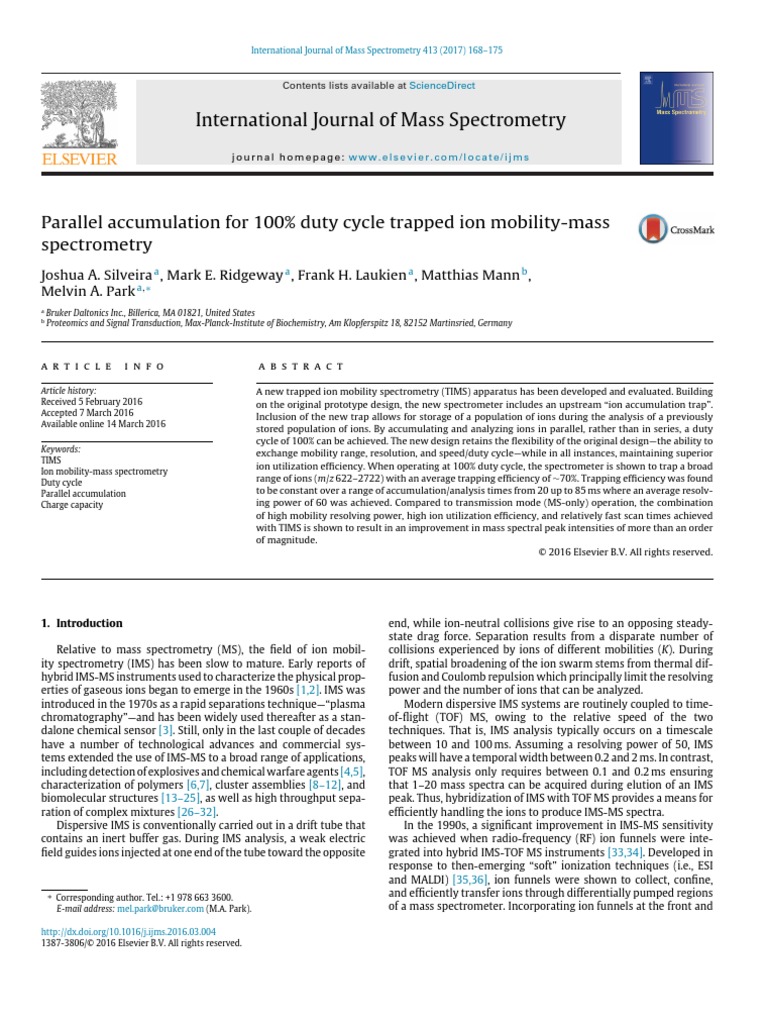 Parallel Accumulation For 100% Duty Cycle Trapped Ion Mobility ...