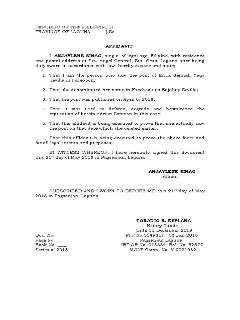 Affidavit | PDF | Affidavit | Legal Communication