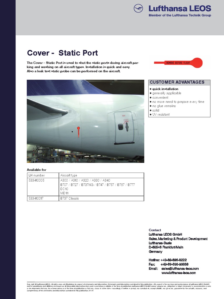 Cover Static Port - Final | PDF | Aerospace Engineering | Aircraft