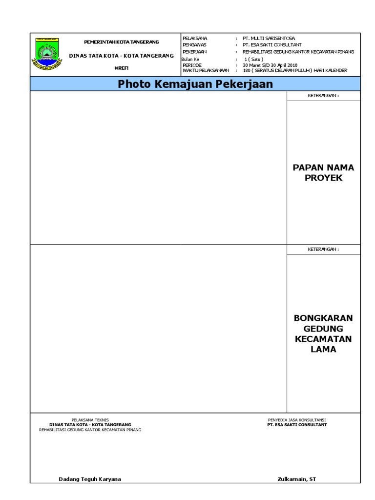 Form Dokumentasi Foto B1 Proyek | PDF