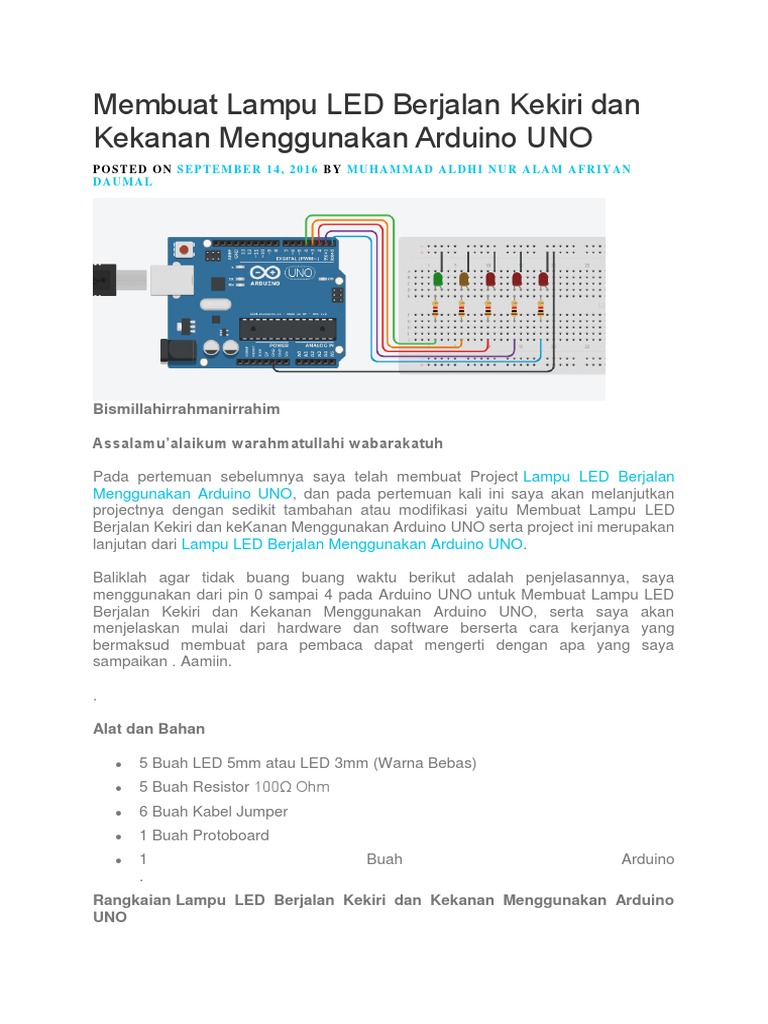Membuat Lampu LED Berjalan Kekiri Dan Kekanan Menggunakan Arduino UNO | PDF