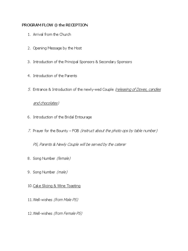 Wedding Program Flow | PDF | Bride | Wedding