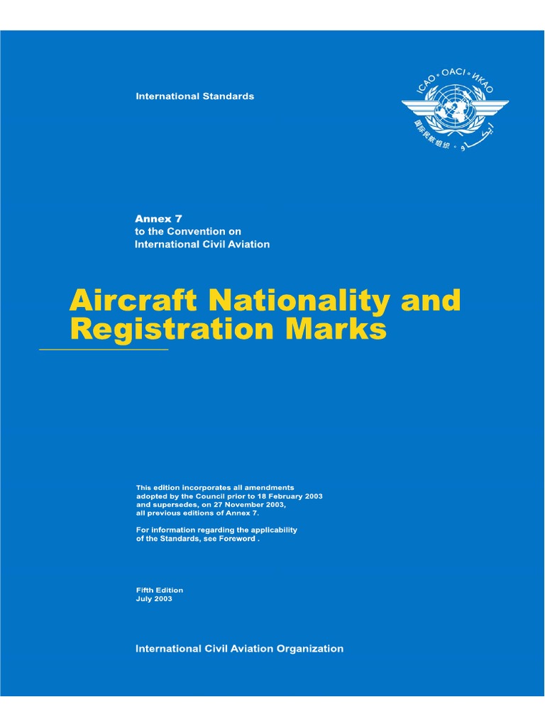 ICAO Annex 7: Aircraft Registration Marks | PDF | Aircraft | Flight