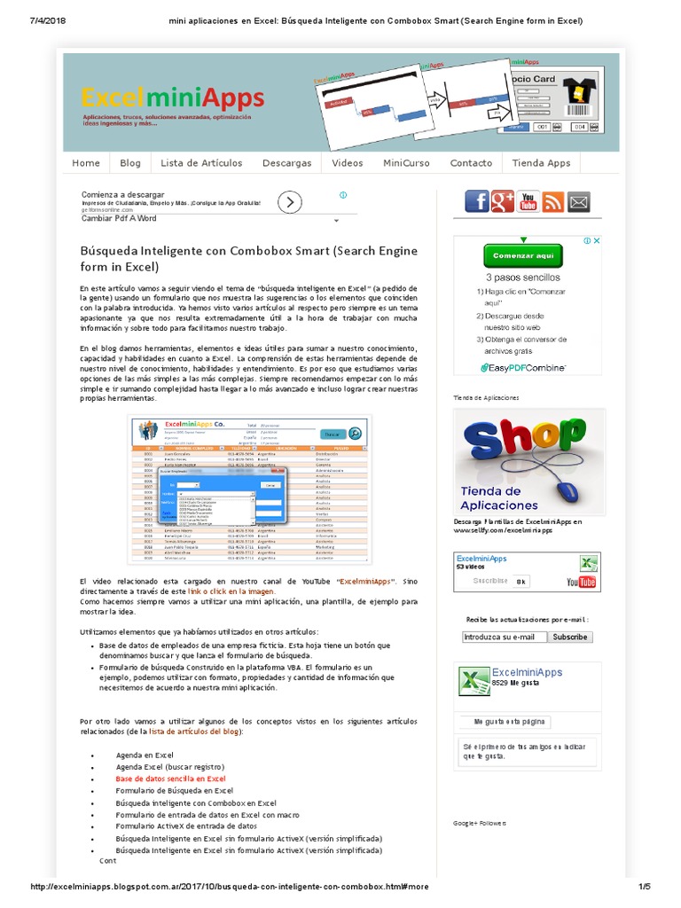 Mini Aplicaciones en Excel - Búsqueda Inteligente Con Combobox Smart (Search Engine Form in ...