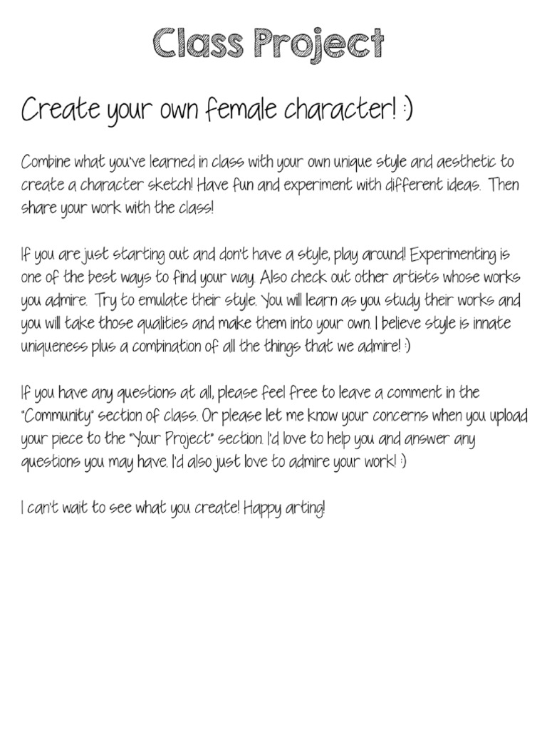 Class Worksheets (PDF) ArtworkbyGabrielle Character Drawing Class PDF | PDF